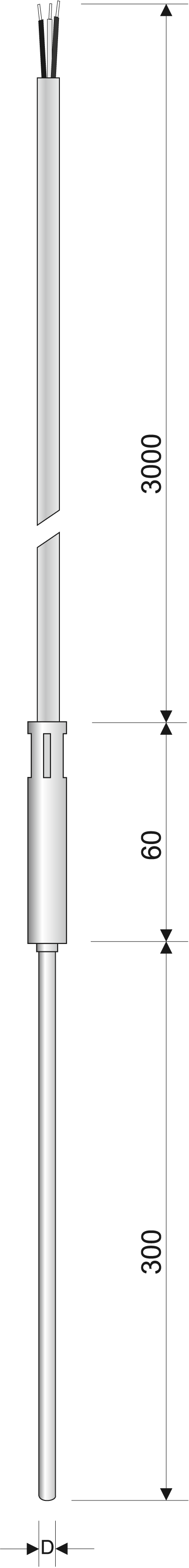 Series SC Sheath Pt 100 temperature probe with cable - Thermibel